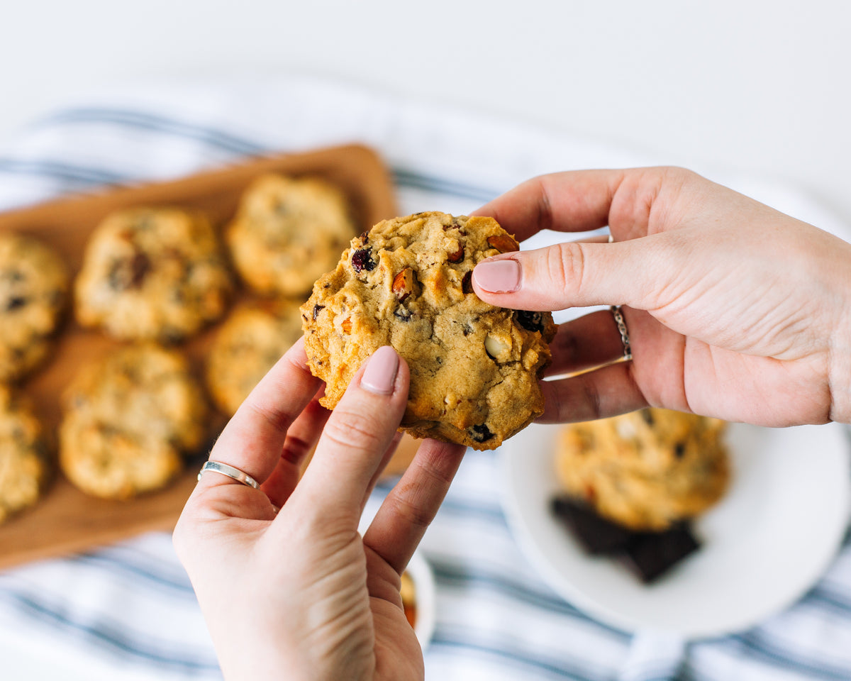 Fix & Fogg | CHOC NUT BUTTER STUFFED SCROGGIN COOKIES